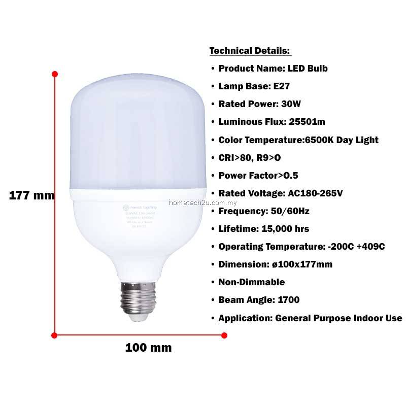 FOREST LIGHTING 30W E27 ENERGY SAVING LED BULB DAYLIGHT