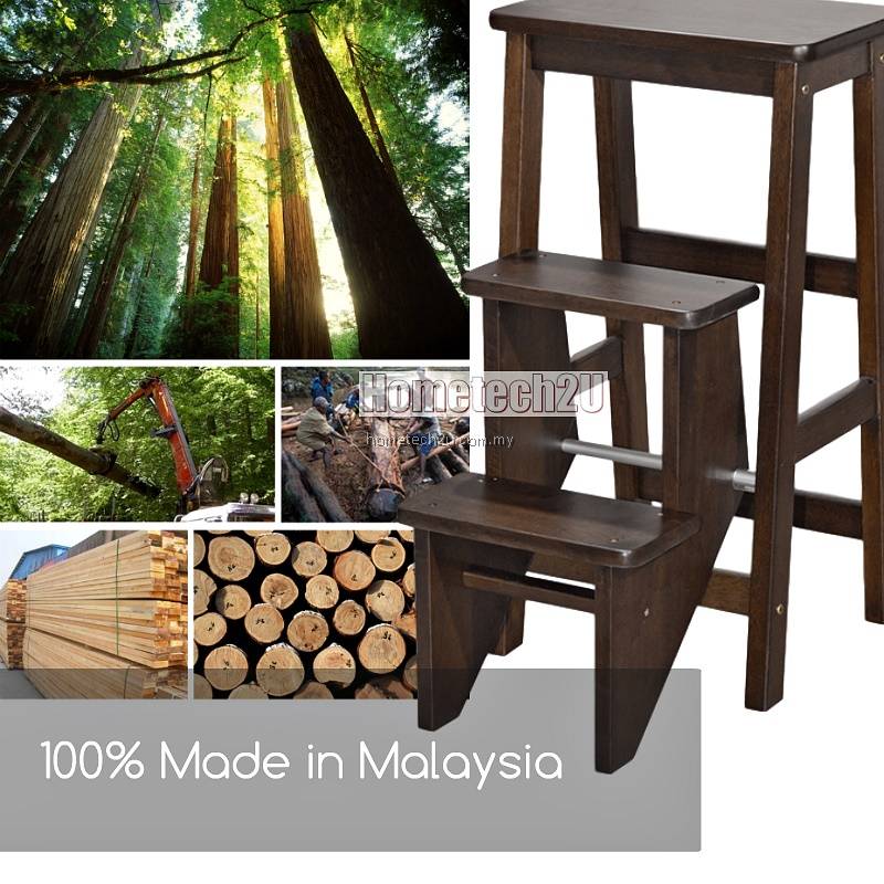 Stacy Wooden Step Ladder Chair-Natural