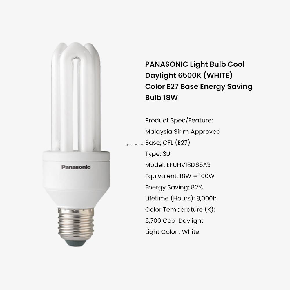 Original Panasonic 18W Energy Saving Bulb 3U Down Light Day Light E27 ...