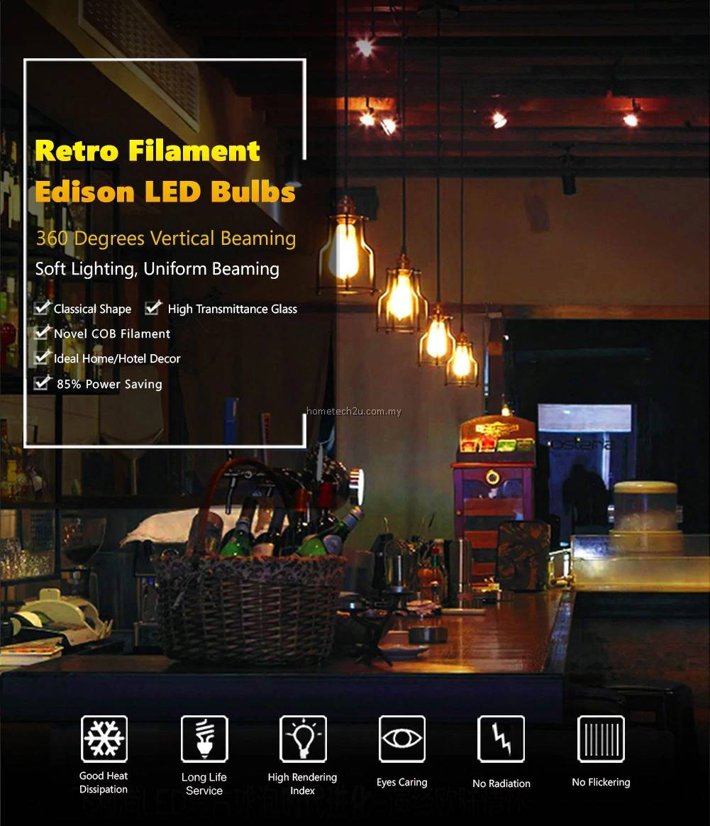 Antique ST64 LED E27 Bulb Retro Lamp Decorative Bulb 4W 8W LED Light ...