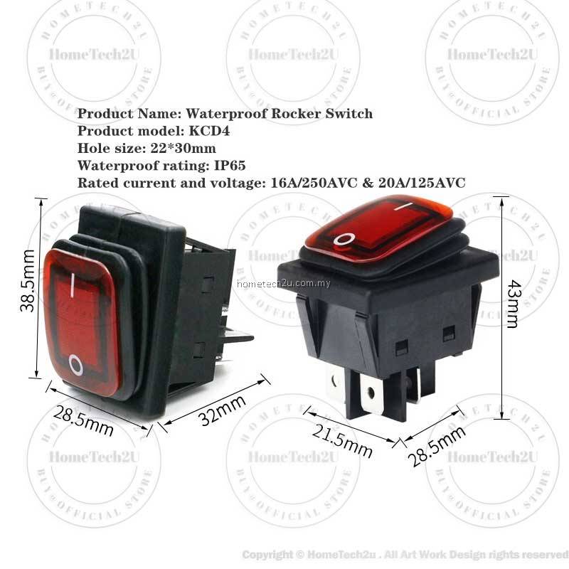 Waterproof boat-shaped rocker switch KCD4-201N 4 feet 2 gears with ...