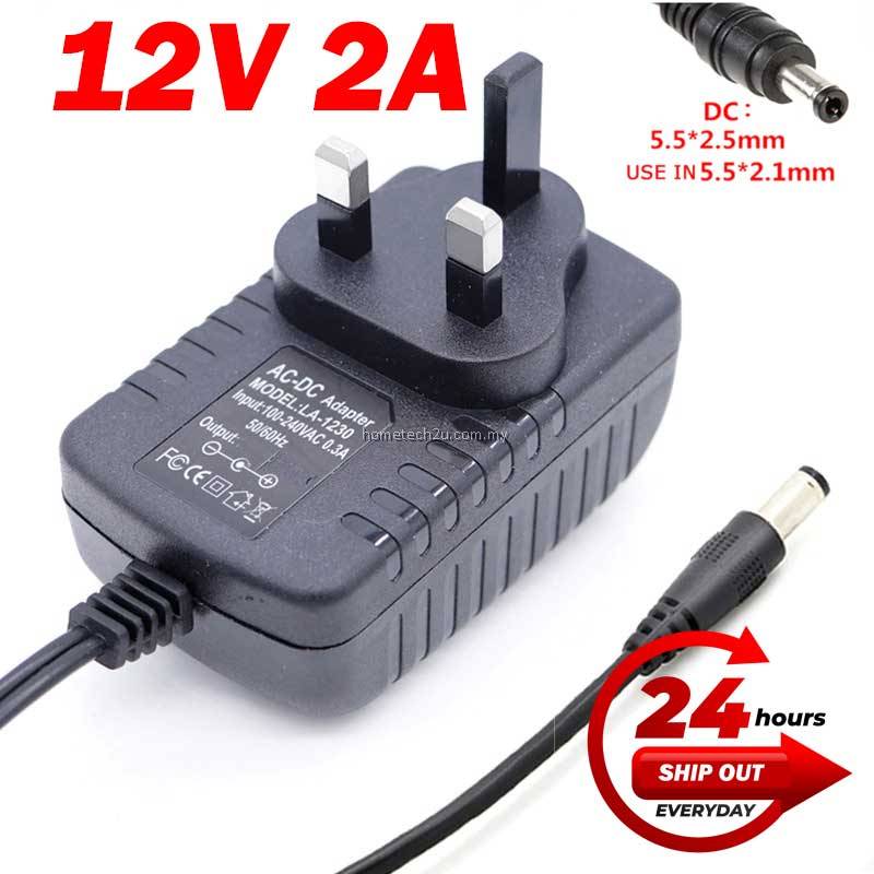 Malaysia 3 Pin AC to DC (5.5*2.5mm) 12V 2A Switching Power Supply ...