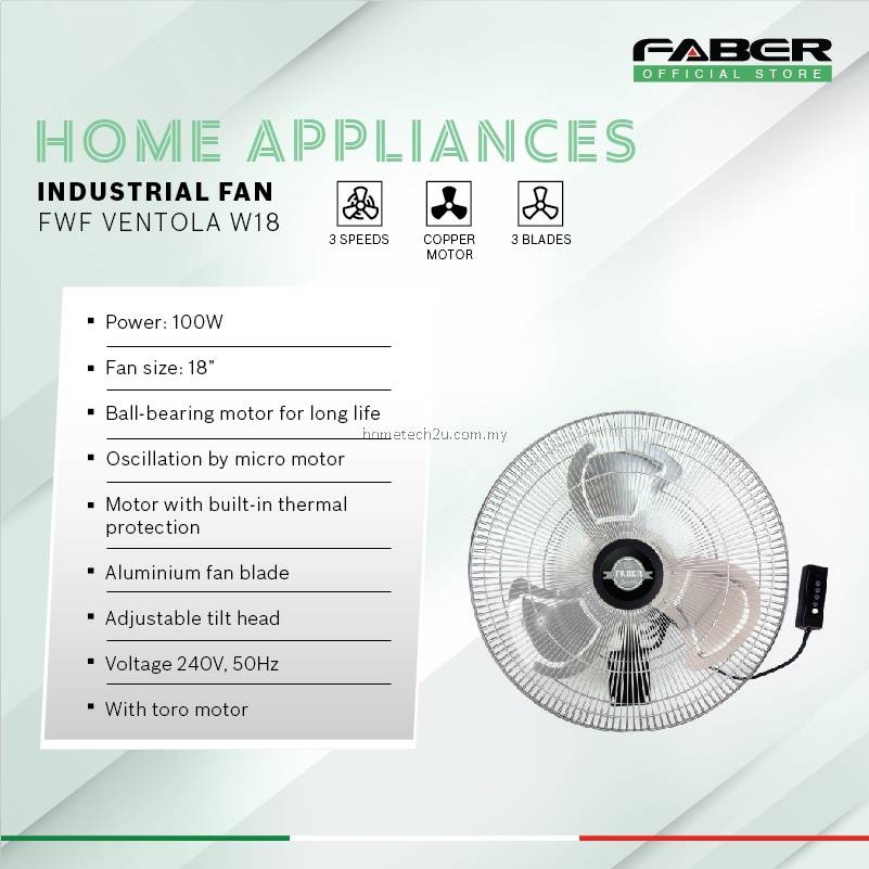 FABER 18" INDUSTRIAL WALL FAN FWF VENTOLA W18