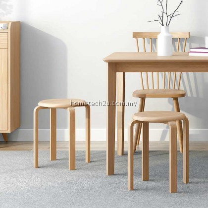 4pcs Solid Wood Round Stool Multi-functional Dining Table Stool Modern ...