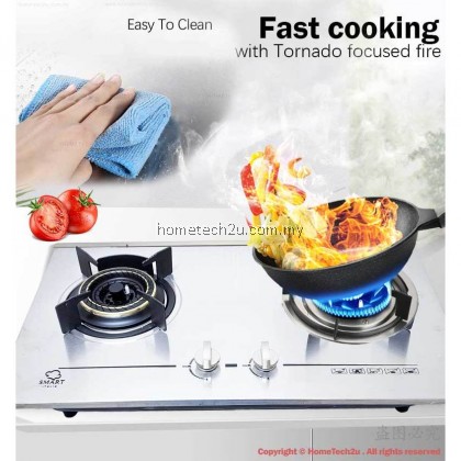Smart Stainless Steel Built-in Hob Gas Stove Dapur Tanam 4.5KW 130mm ...