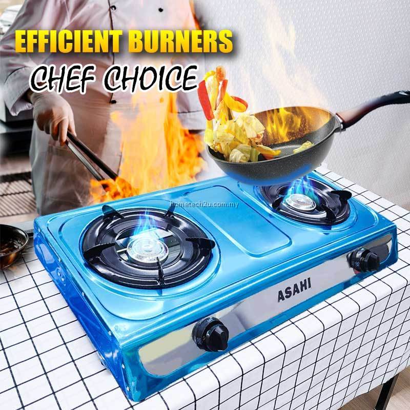 ASAHI STAINLESS STEEL DOUBLE BURNER DAPUR GAS MURAH STOVE COOKER DUA ...