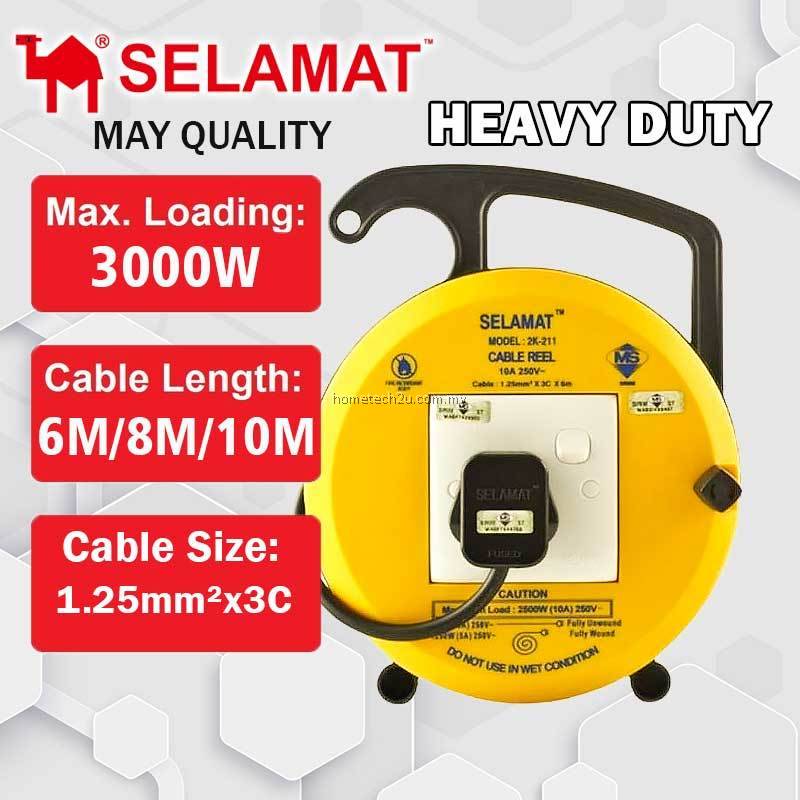SELAMAT Heavy Duty Extension Roller Cable Reel Plug Wire Heavy Duty ...