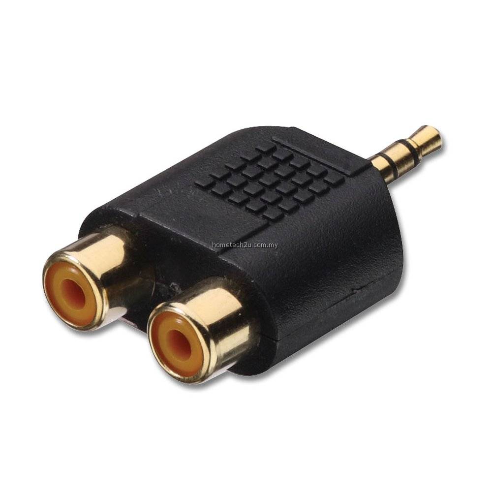 Gold-plated 3.5mm Stereo Plug to 2 RCA Female Connector Adapter