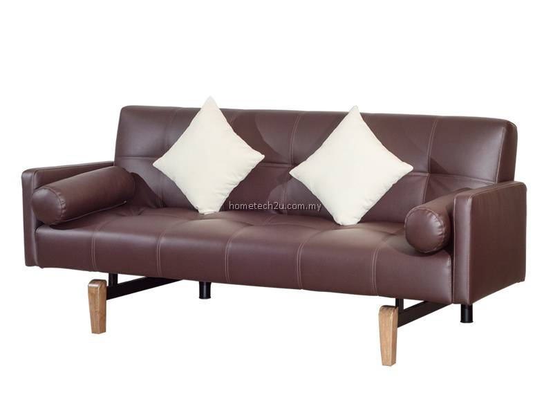 Bosnia PU Three Seat Arm Rest Sofa Bed With 2 Pillow And Bolster (PU BROWN)