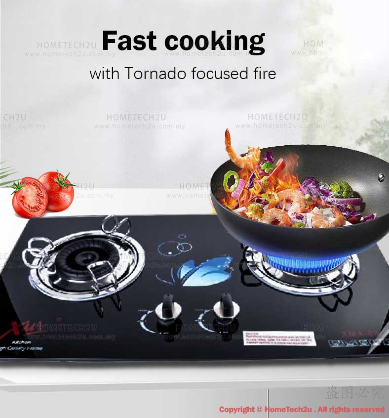 Buy Hometech2u XMA Double Burners Glass Stove Glass Built In Hob Dapur ...