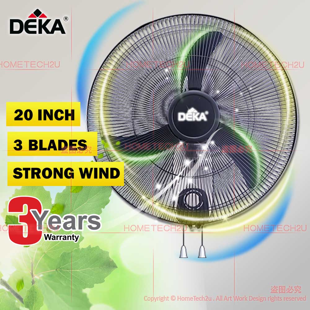 Deka 20 Inch Wall Fan WF48 3 Speeds Pull String Remote Function Kipas ...