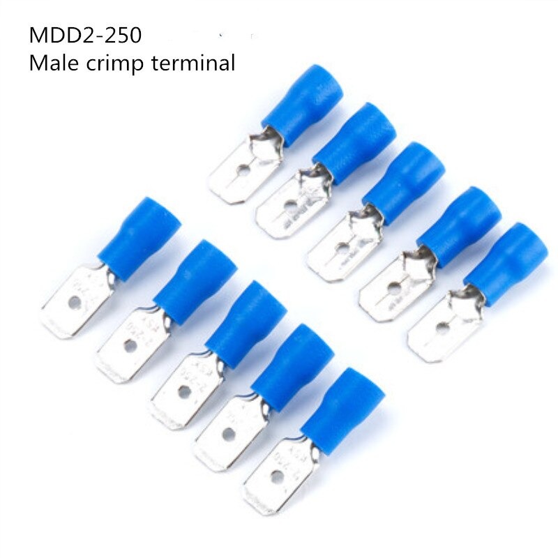 MDD2-250 6.3mm Cable lug Clip Wire Connector Male Insulated Electrical ...
