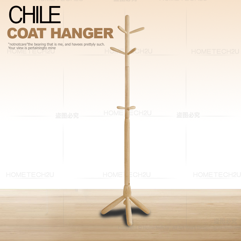 CHILE Solid Wood Coat Hanger Floor Standing Cloth Coat Hat hanger ...