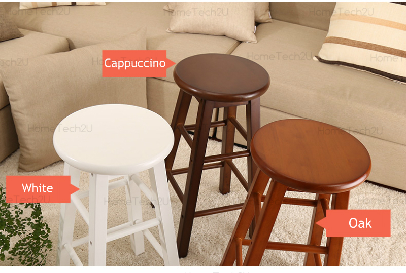 24 Inch Wooden Bar Stool | Rounded Wooden Dining Stool | Wooden Stool ...
